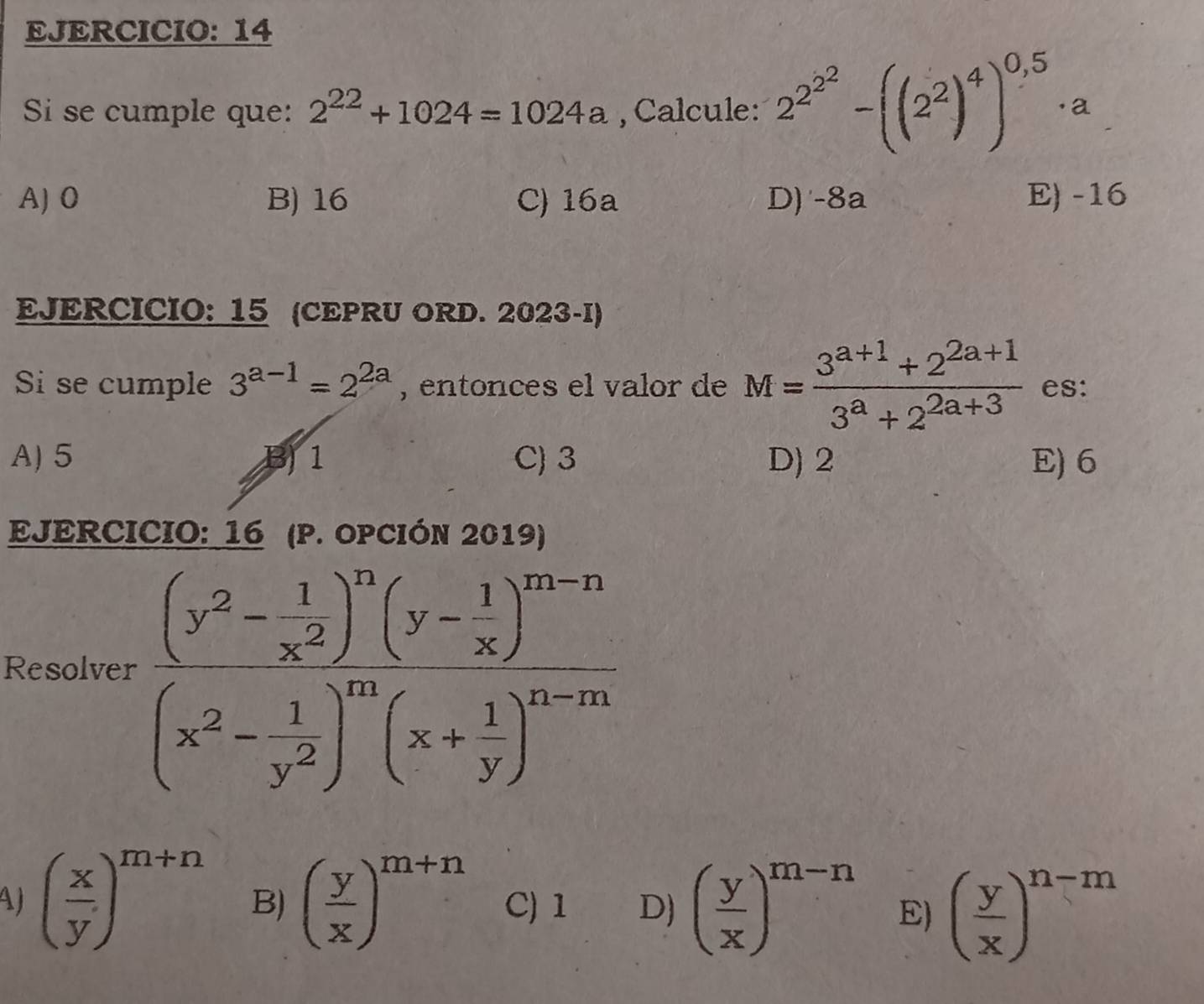 Resuelto:Si se cumple que: 2^(22)+1024=1024a , Calcule: 2^(2^2^2)-((2^2 ...