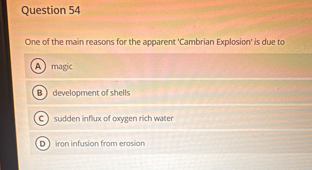 Solved: One of the main reasons for the apparent 'Cambrian Explosion ...