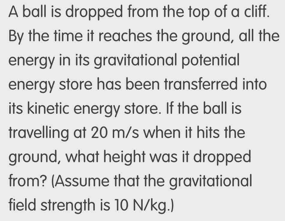 Solved: A ball is dropped from the top of a cliff. By the time it ...