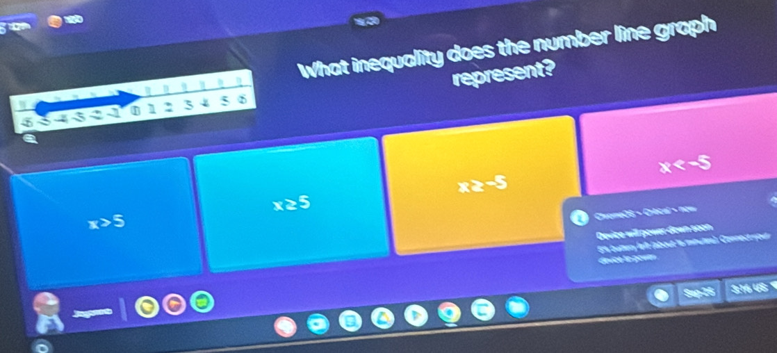 Solved: What inequality does the number line graph represent? x x≥ -5 x ...