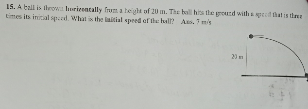Solved: A ball is thrown horizontally from a height of 20 m. The ball ...