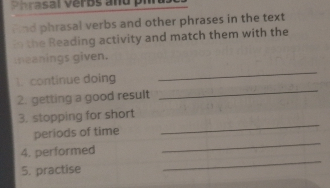Resuelto:Phrasal verbs and pira Fnd phrasal verbs and other phrases in ...