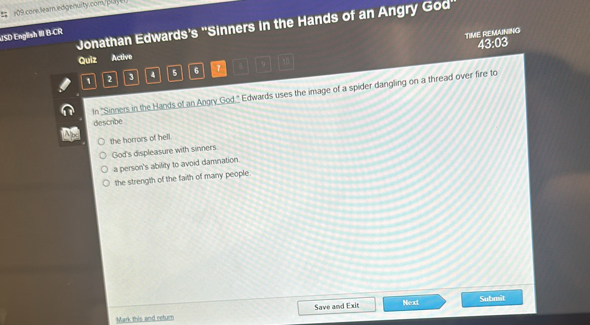 Solved: Jonathan Edwards's ''Sinners in the Hands of an Angry God'' ISD ...