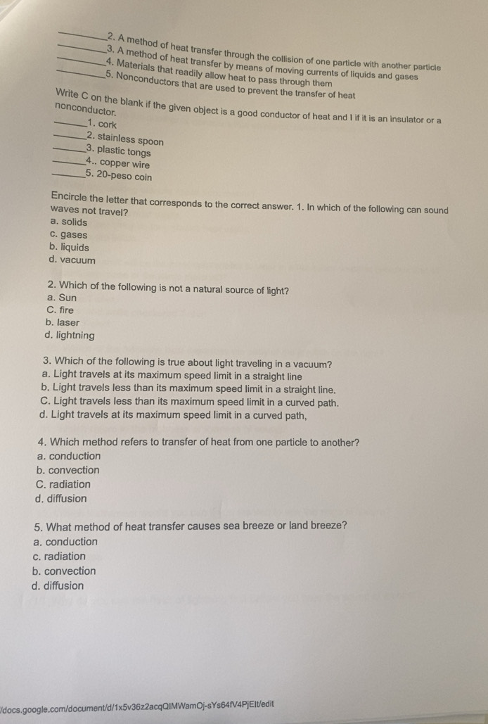 Solved: A method of heat transfer through the collision of one particle ...