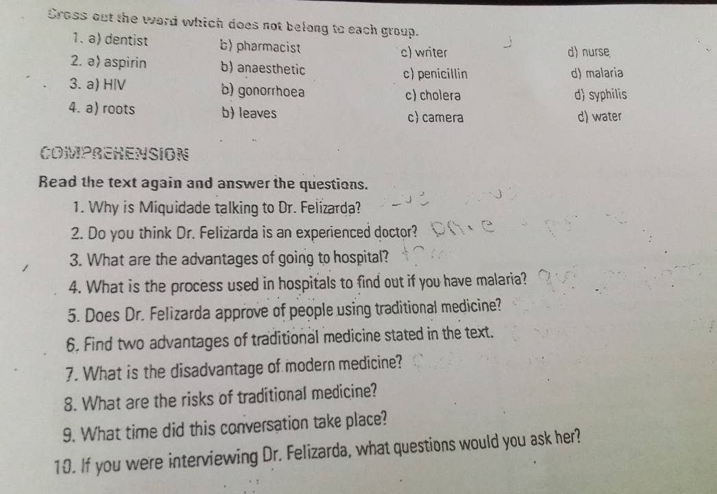 Solved: Cross out the word which does not belong to each group. 1. a ...