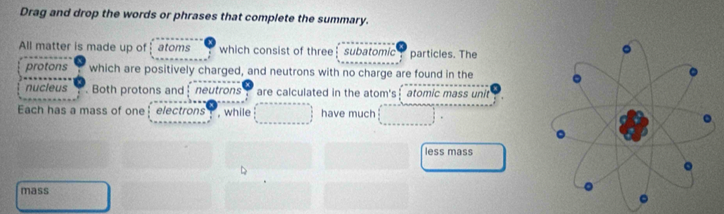 Solved: Drag and drop the words or phrases that complete the summary ...