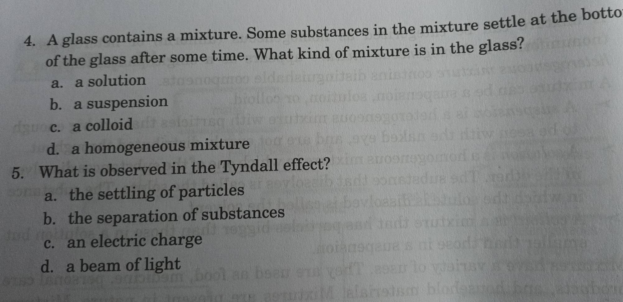 Solved: A glass contains a mixture. Some substances in the mixture ...