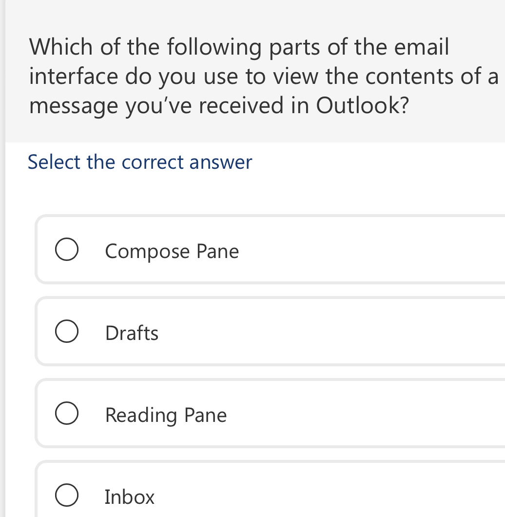 Solved: Which of the following parts of the email interface do you use ...