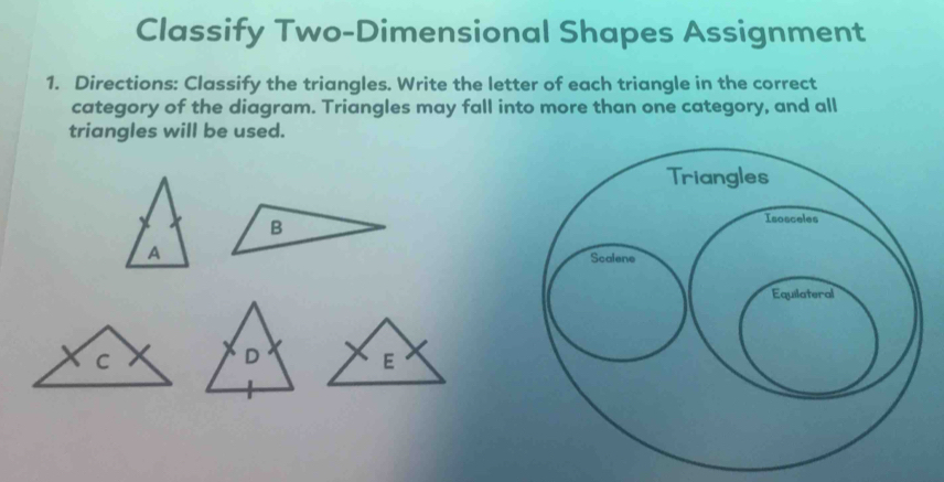 Solved: Classify Two-Dimensional Shapes Assignment 1. Directions ...