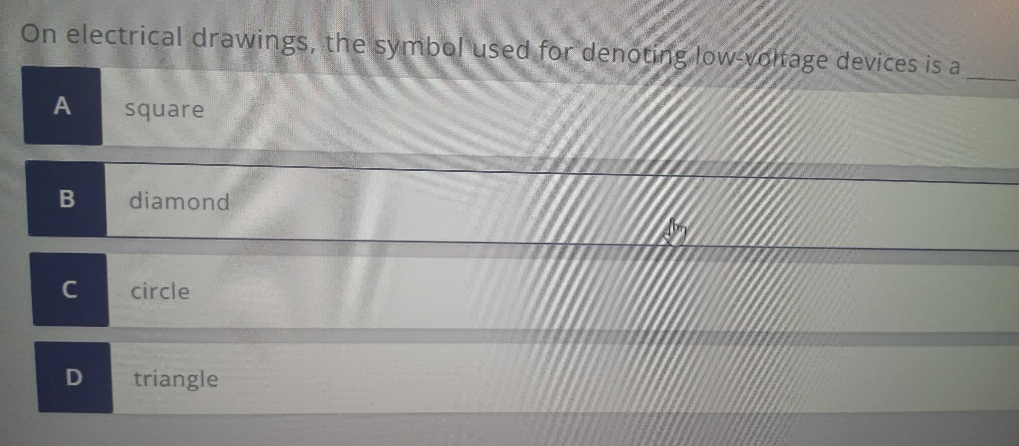 Resuelto:On electrical drawings, the symbol used for denoting low ...