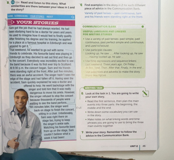 Risolto:2 ③ 034 Read and listen to this story. What 6 Find examples in ...