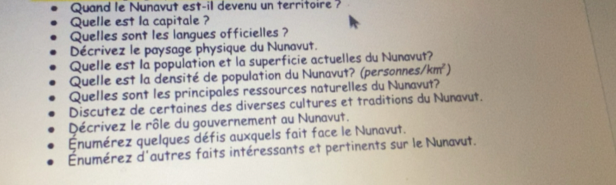 Solved: Quand le Nunavut est-il devenu un territoire ? Quelle est la ...