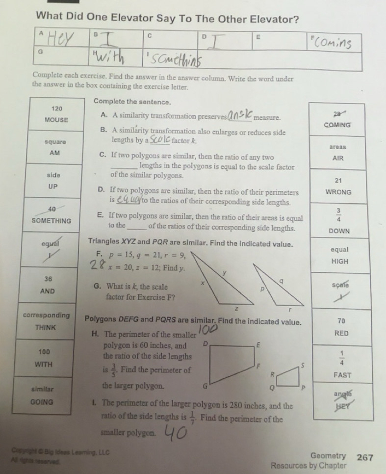 Gelöst:What Did One Elevator Say To The Other Elevator? Complete each ...