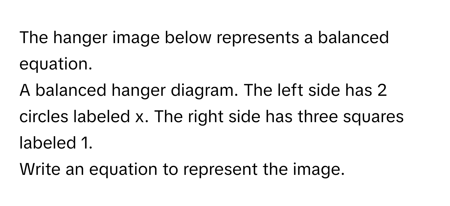Solved: The hanger image below represents a balanced equation. A ...