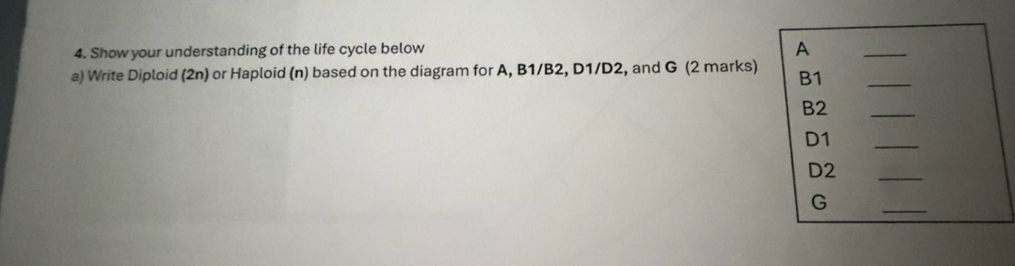 Solved: Show your understanding of the life cycle below A _ a) Write ...