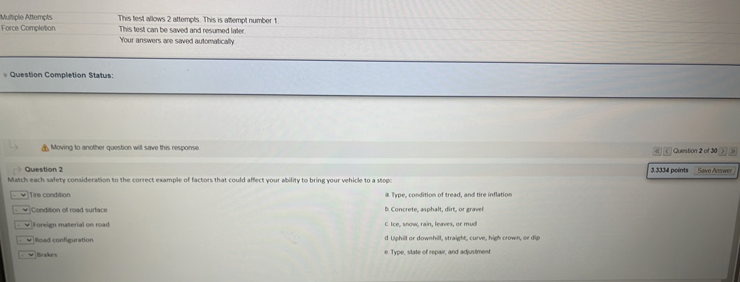 Solved: Multiple Attempts This test allows 2 attempts. This is attempt ...