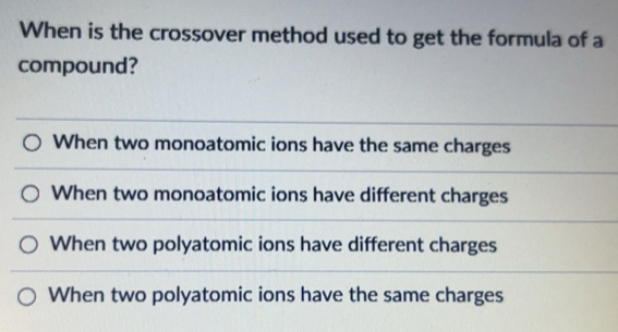 Gelöst:When is the crossover method used to get the formula of a ...