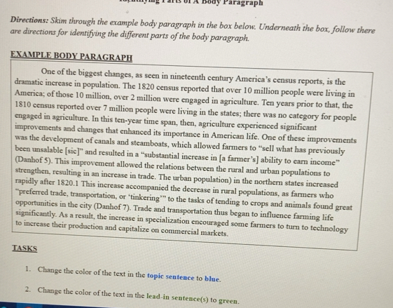 Gelöst:ng Paris of A Body Paragraph Directions: Skim through the ...