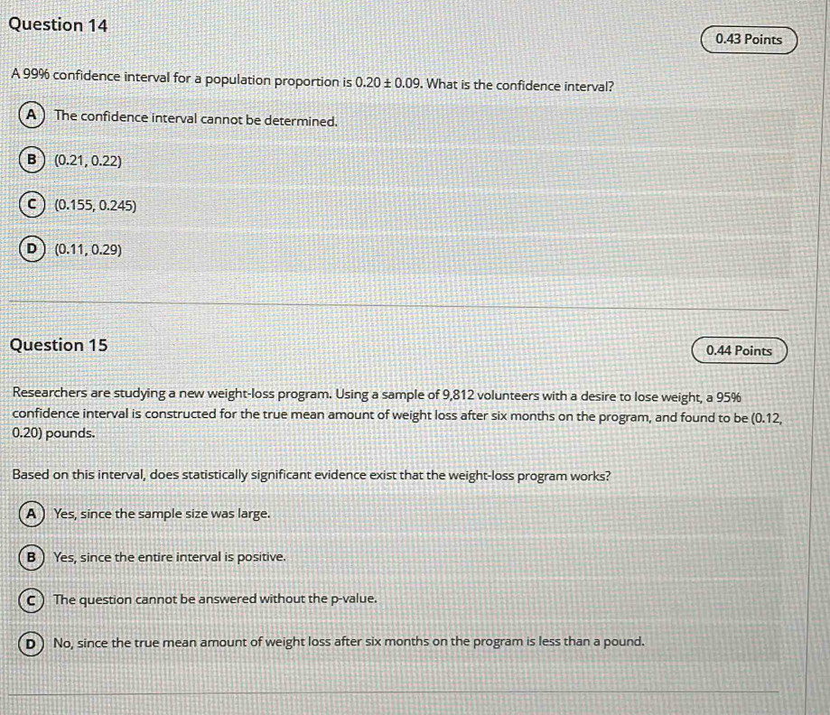 Solved: A 99% confidence interval for a population proportion is 0.20± ...