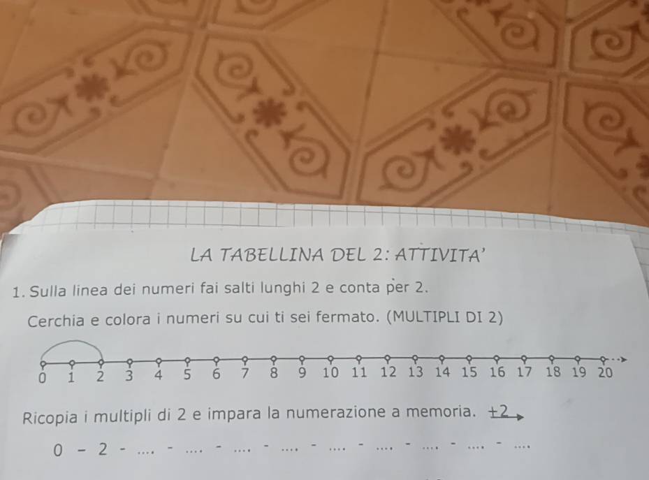 Risolto:LA TABELLINA DEL 2: ATTIVITA' 1. Sulla linea dei numeri fai ...