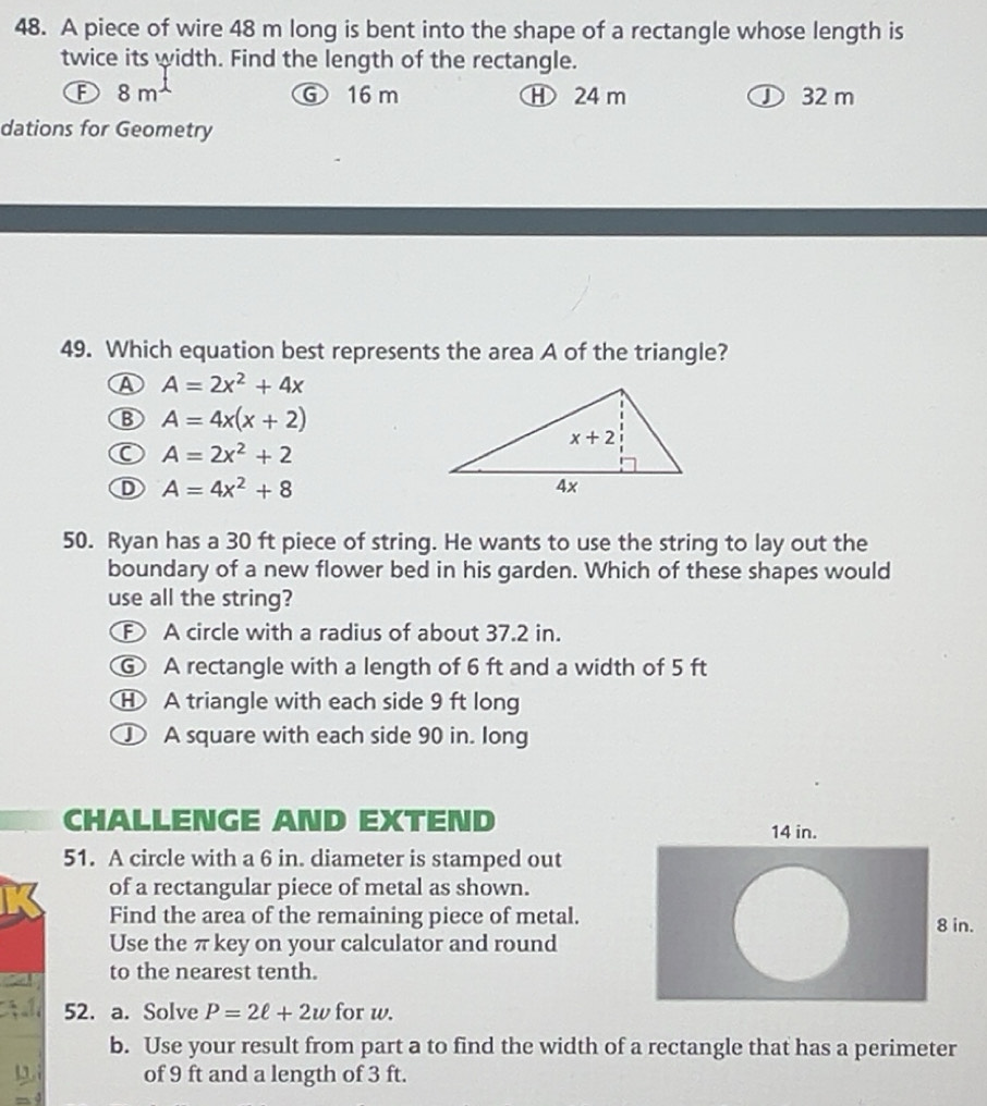 Solved: A piece of wire 48 m long is bent into the shape of a rectangle ...