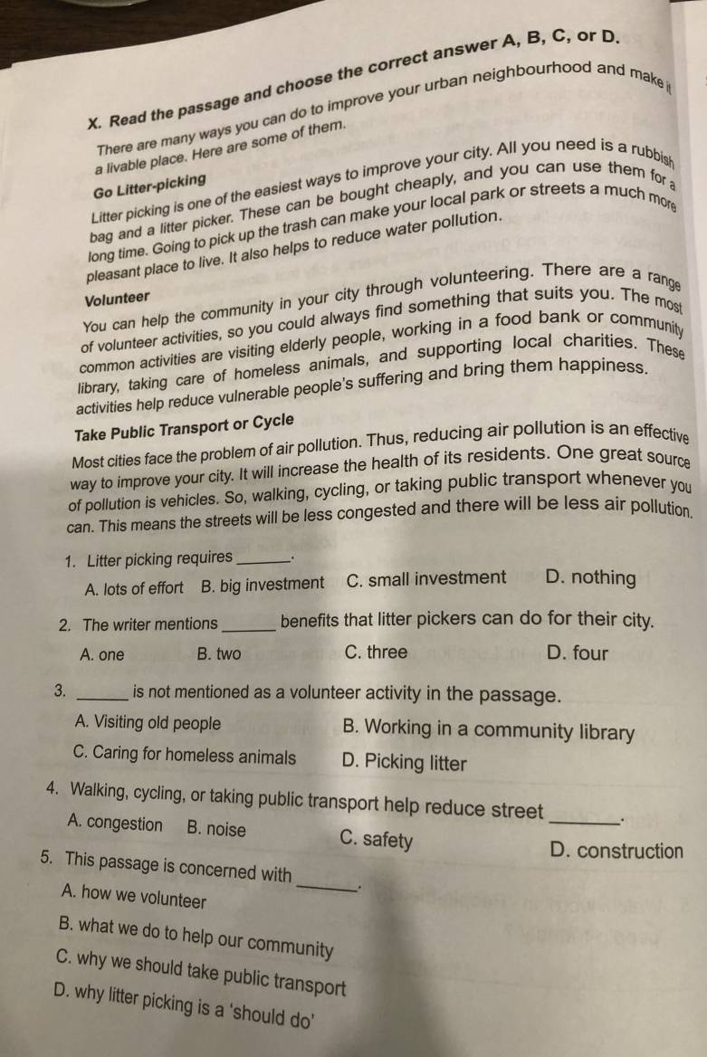 Giải quyết:Read the passage and choose the correct answer A, B, C, or D ...