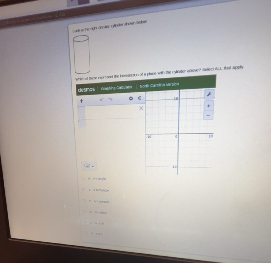 Solved: Look at the right circular cylinder shown below which of these ...