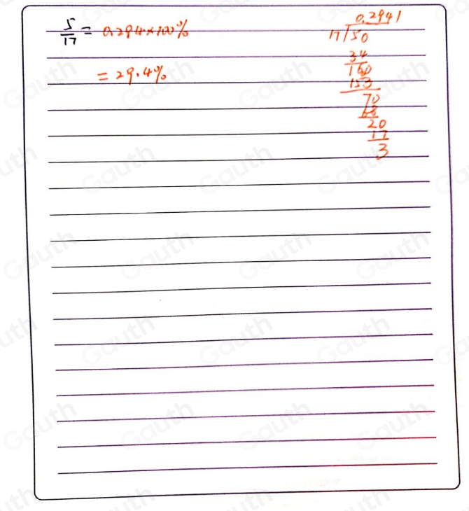 Solved: Use the ALEKS calculator to write 5/17 as a percentage. Round ...