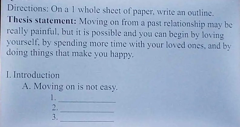Solved: Directions: On a 1 whole sheet of paper, write an outline ...