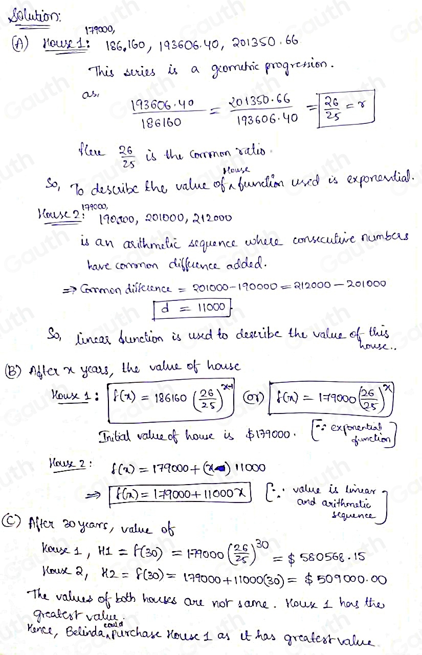 Solved: Belinda is thinking about buying a house for $179,000. The ...