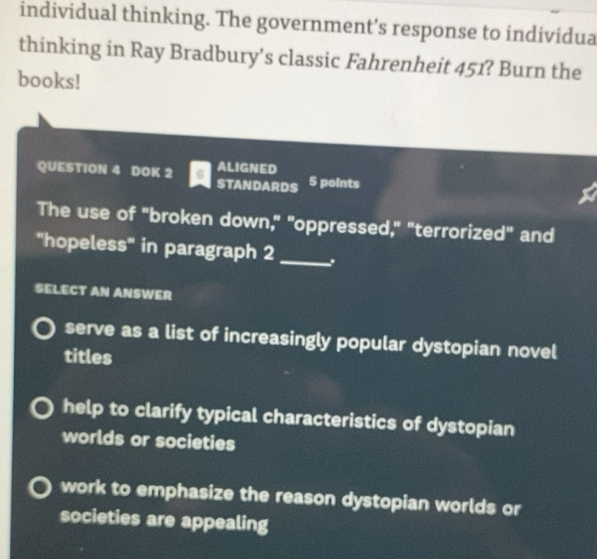 Solved: individual thinking. The government's response to individua ...