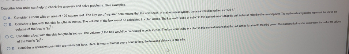 Solved: Describe how units can help to check the answers and solve ...