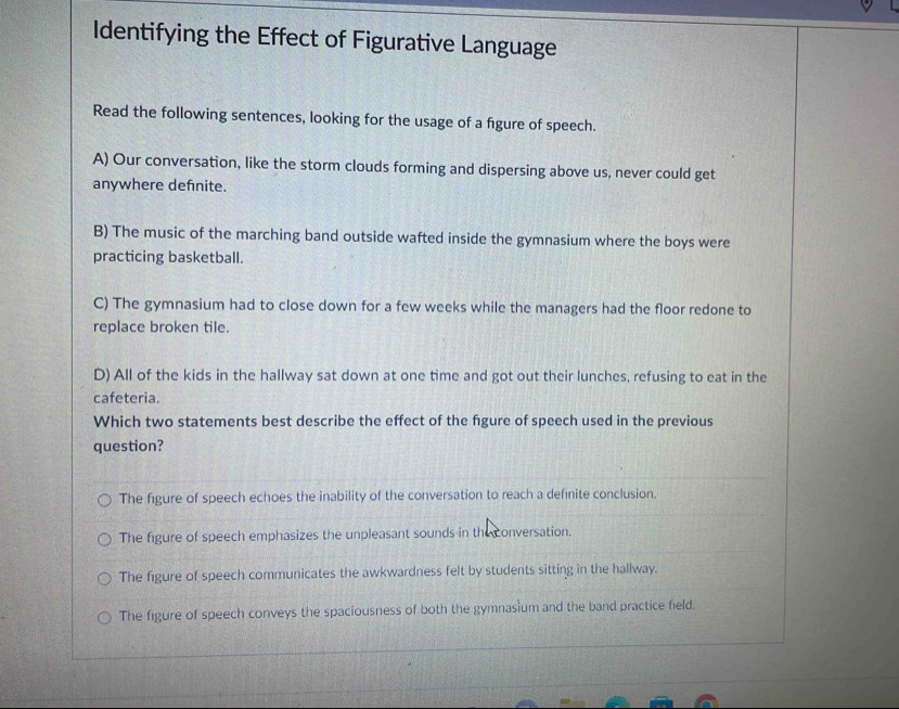 Solved: Identifying the Effect of Figurative Language Read the ...