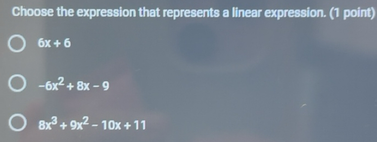 Solved: Choose the expression that represents a linear expression. (1 ...