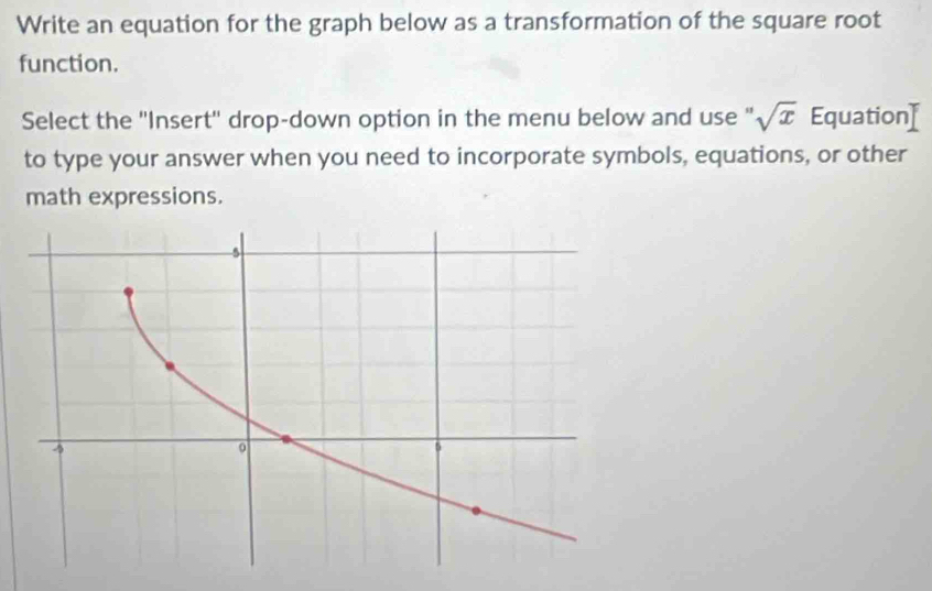 Solved: Write an equation for the graph below as a transformation of ...
