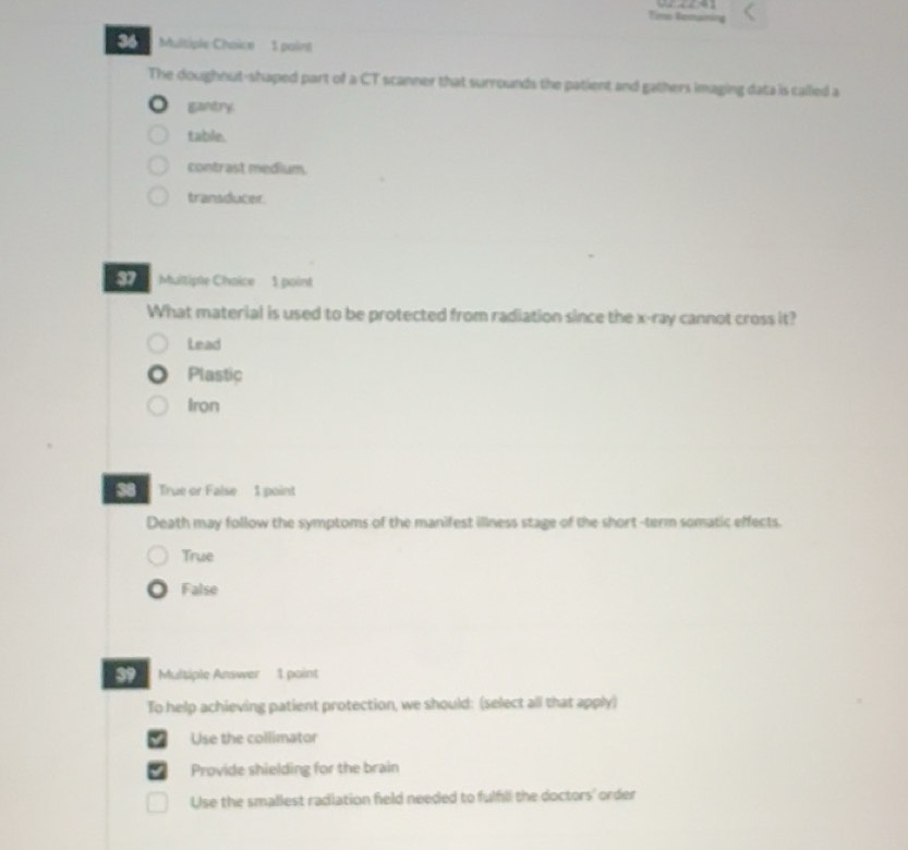 Solved: The doughnut-shaped part of a CT scanner that surrounds the ...