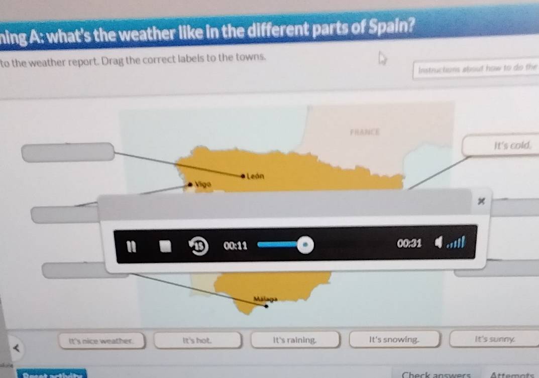 Solved: ning A: what's the weather like in the different parts of Spain ...