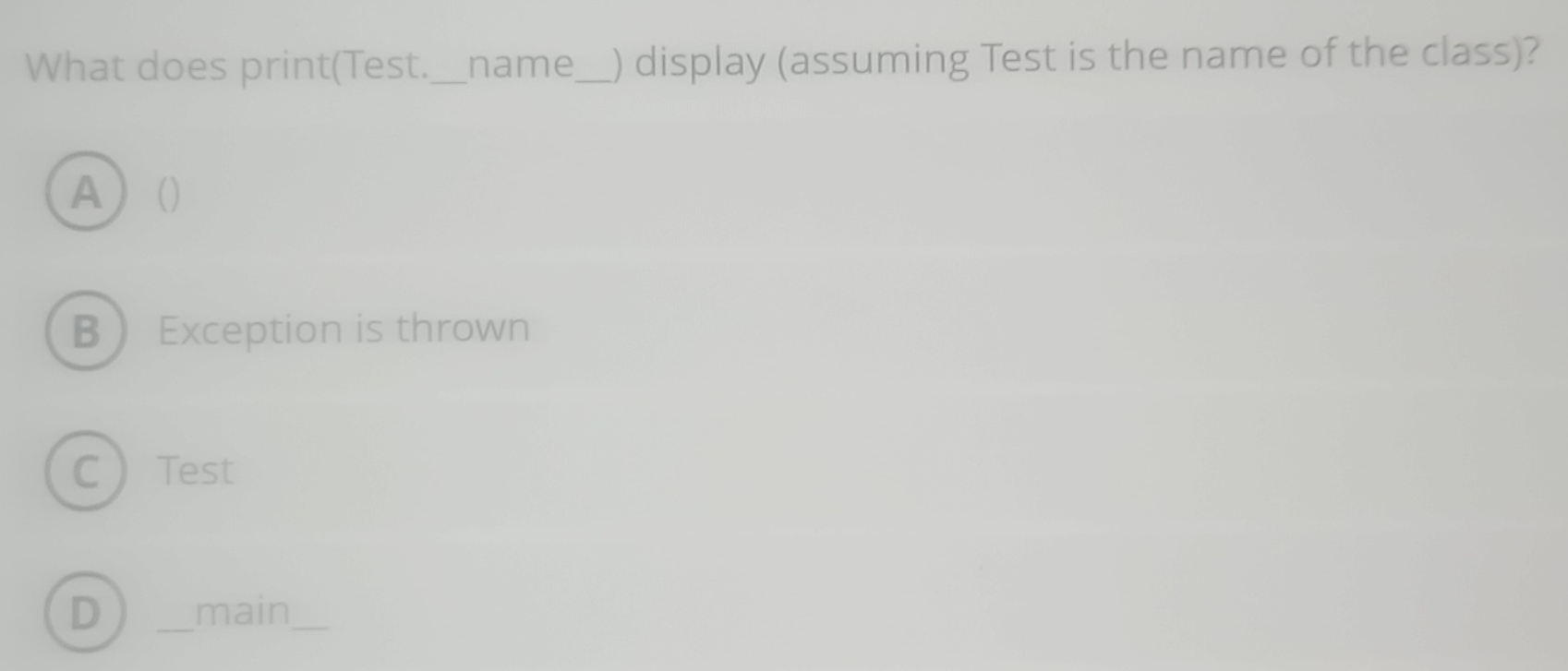 Solved: What does print(Test._ name_ ) display (assuming Test is the ...