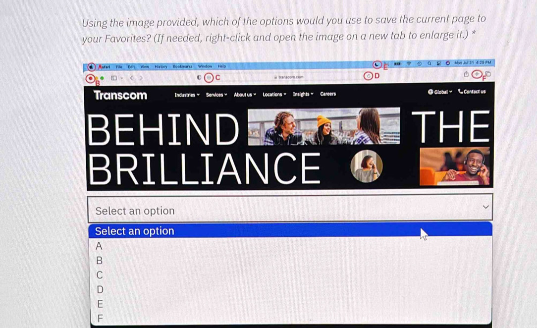 Solved: Using the image provided, which of the options would you use to ...