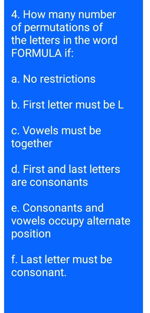 Solved: How many number of permutations of the letters in the word ...