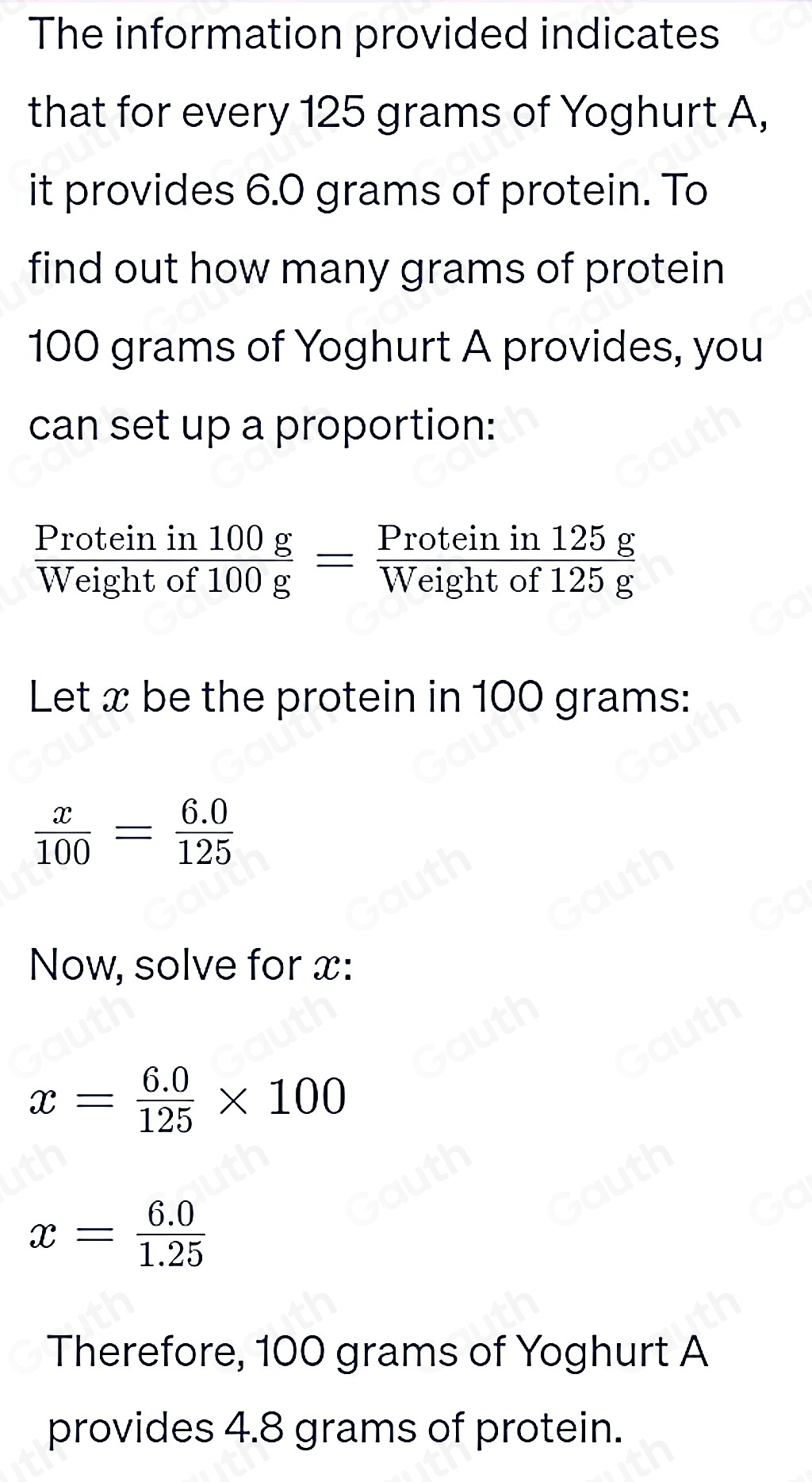 Solved: The labels of two types of yoghurt give the information shown ...
