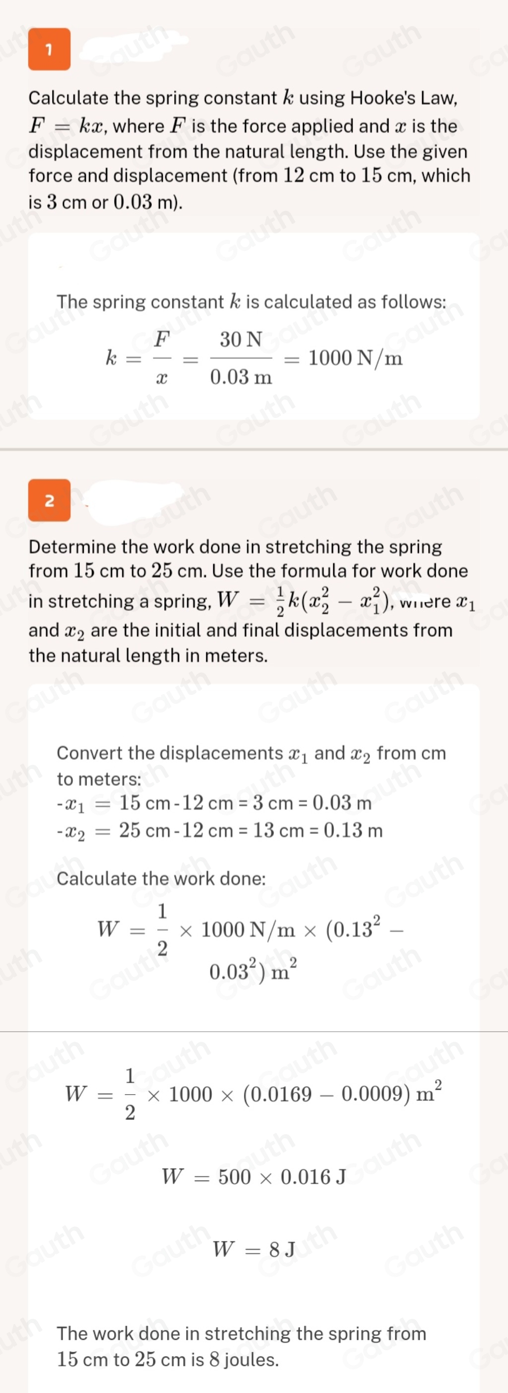 Solved: A force of 30 N is required to maintain a spring stretched from ...