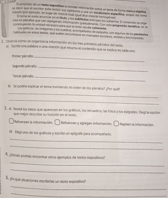 Resuelto:El propósito de un texto expositivo es brindar información ...