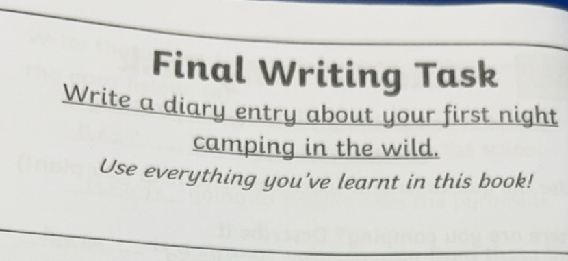 Solved: Final Writing Task Write a diary entry about your first night ...