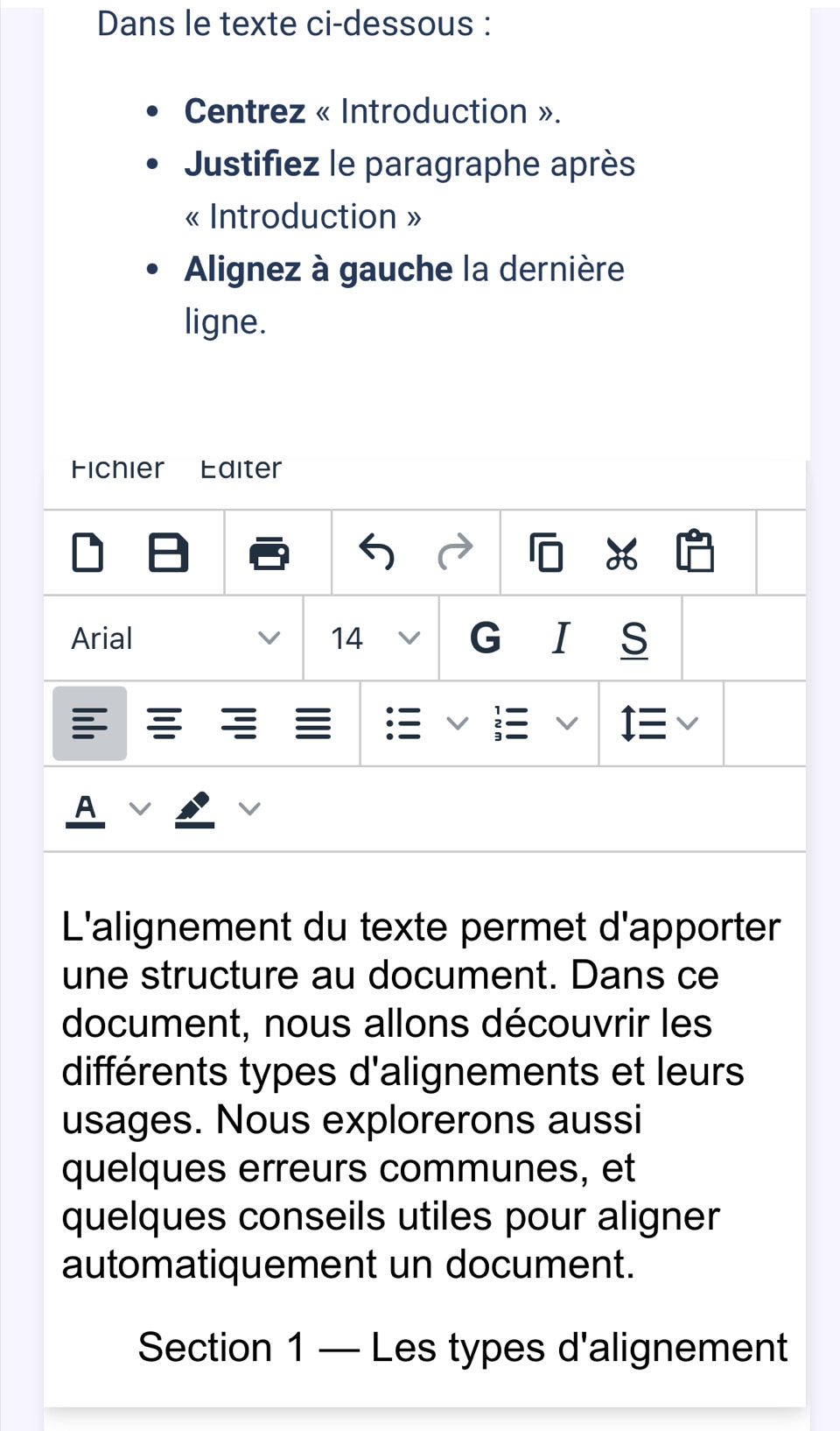 Solved: Dans le texte ci-dessous : Centrez « Introduction ». Justifiez le paragraphe après « In ...