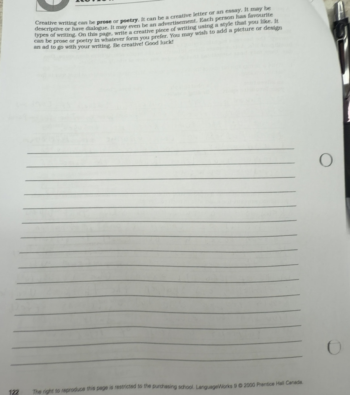 Solved: Creative writing can be prose or poetry. It can be a creative ...