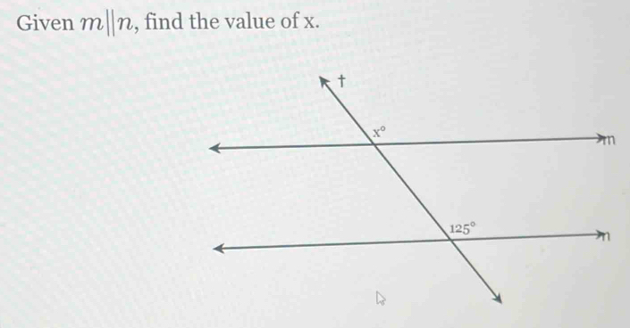 Solved: Given m||n , find the value of x. [Math]