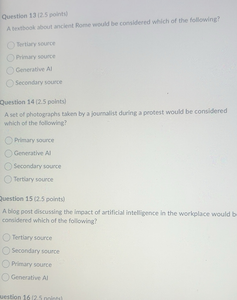 Solved: (2.5 points) A textbook about ancient Rome would be considered ...