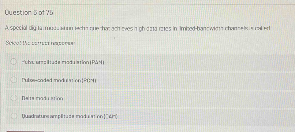 Solved: A special digital modulation technique that achieves high data ...