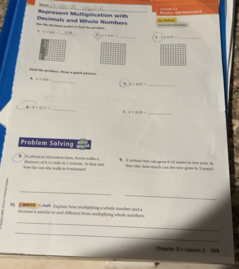Solved: LESSON 5.2 Represent Multiplication with Practice and Homework ...
